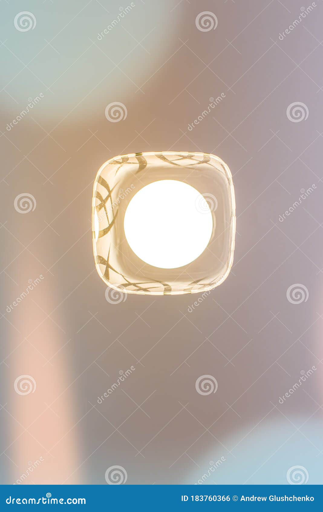 Lighting in the House, a Light Bulb on the Ceiling, a View from Below ...