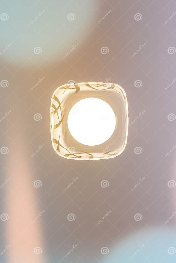 Lighting in the House, a Light Bulb on the Ceiling, a View from Below ...