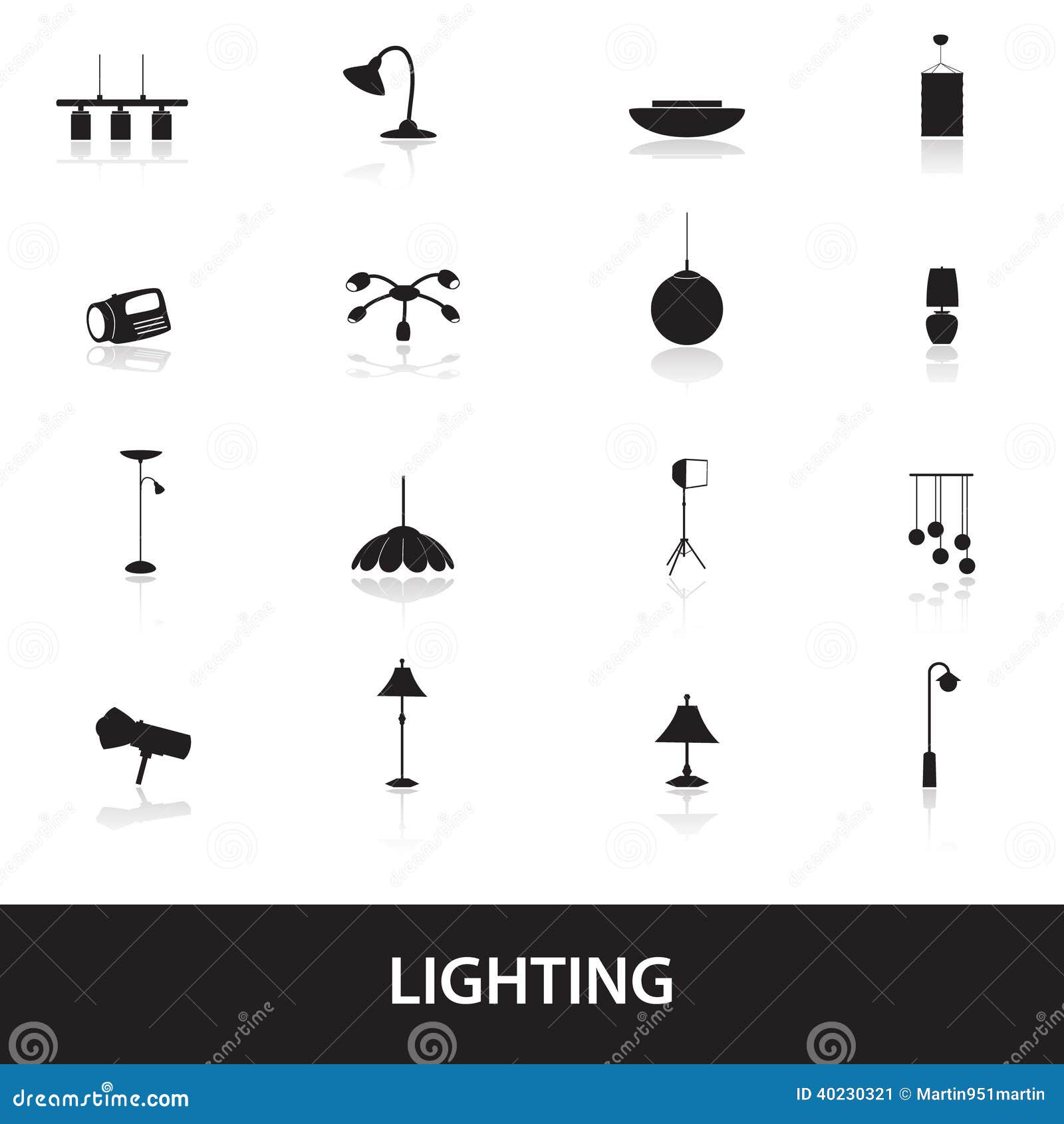 Lighting icons eps10 stock vector. Illustration of reflect - 40230321