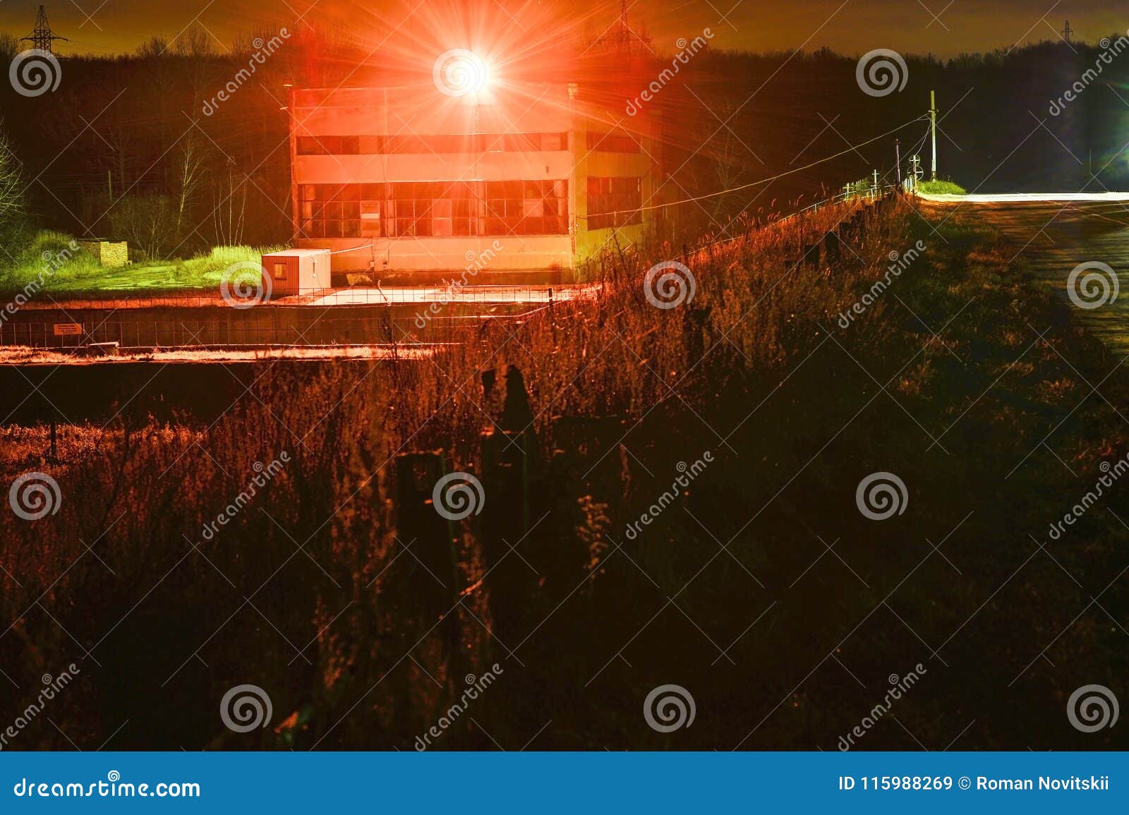 Lighting an Industrial Facility at Night. Security Measures. Stock ...