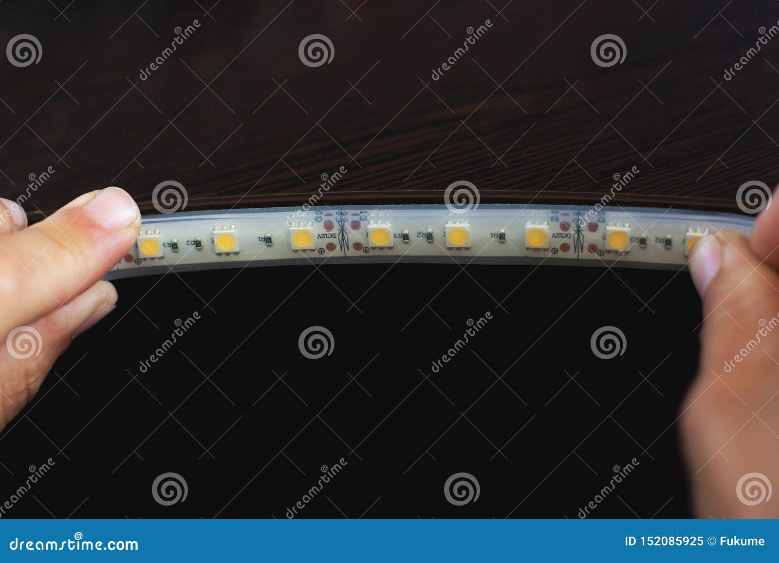 Lighting Install,the Master Makes The Installation Of LED Strip On The ...