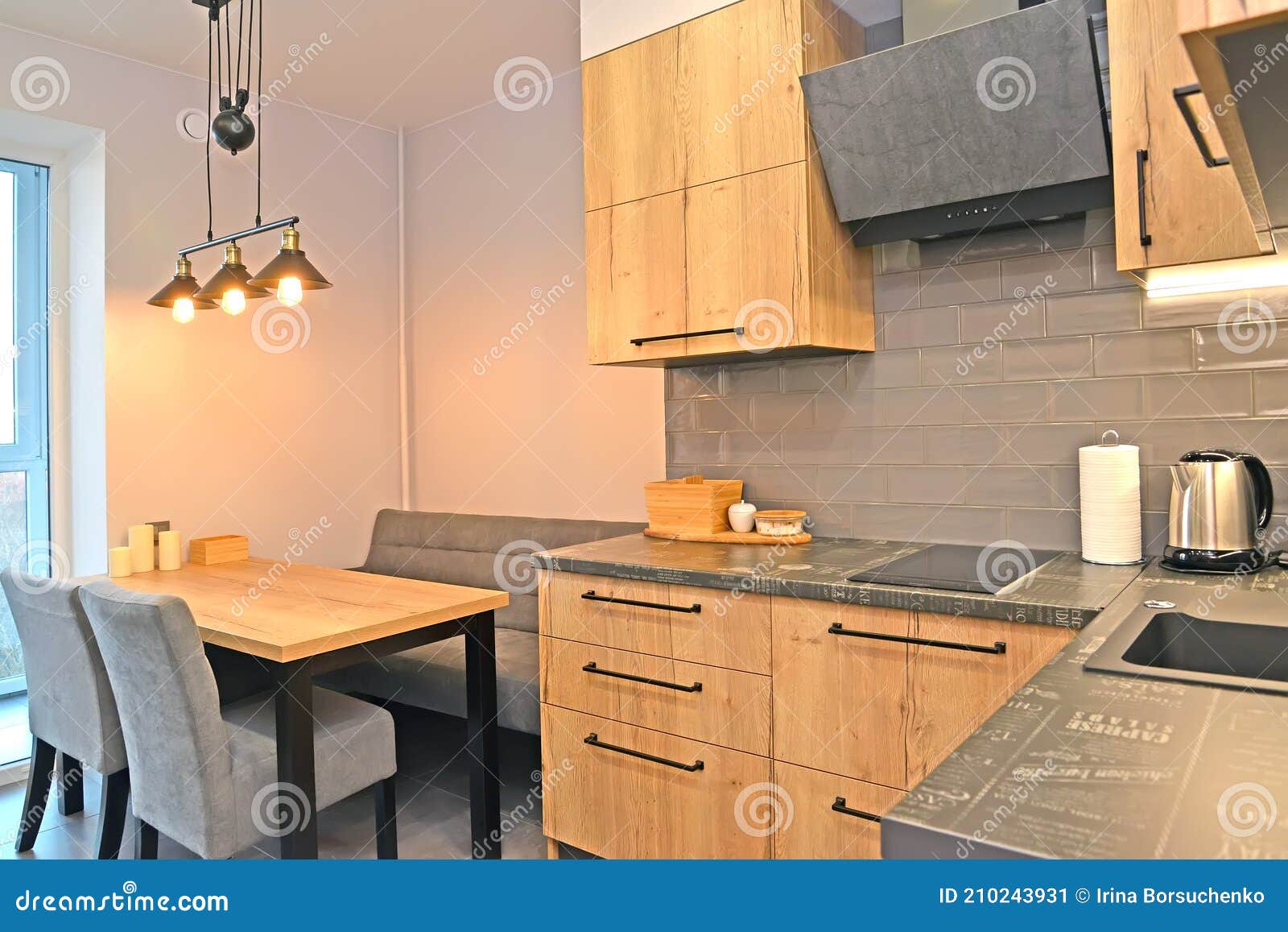 Lighting in the Kitchen. Modern Minimalism Stock Image - Image of ...