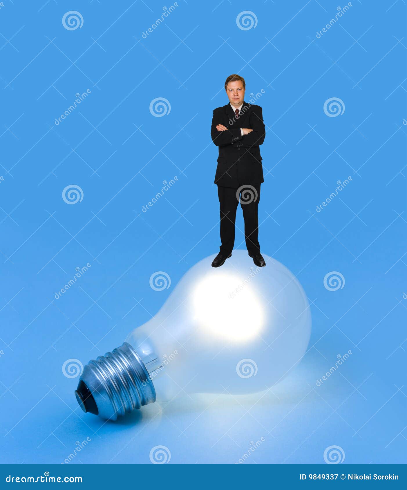 Lighting lamp and man stock image. Image of generation - 9849337