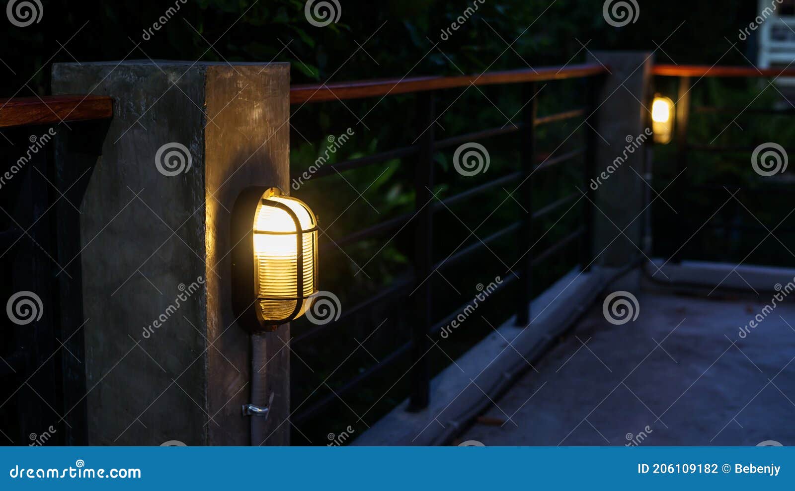 Lighting from a Lamp Post at a Walkway Stock Photo - Image of metal ...