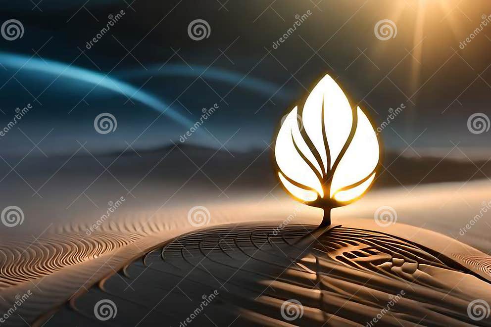 Lighting Leaf in Desert. Ai Generative Stock Illustration - Illustration of leaf, light: 280268535
