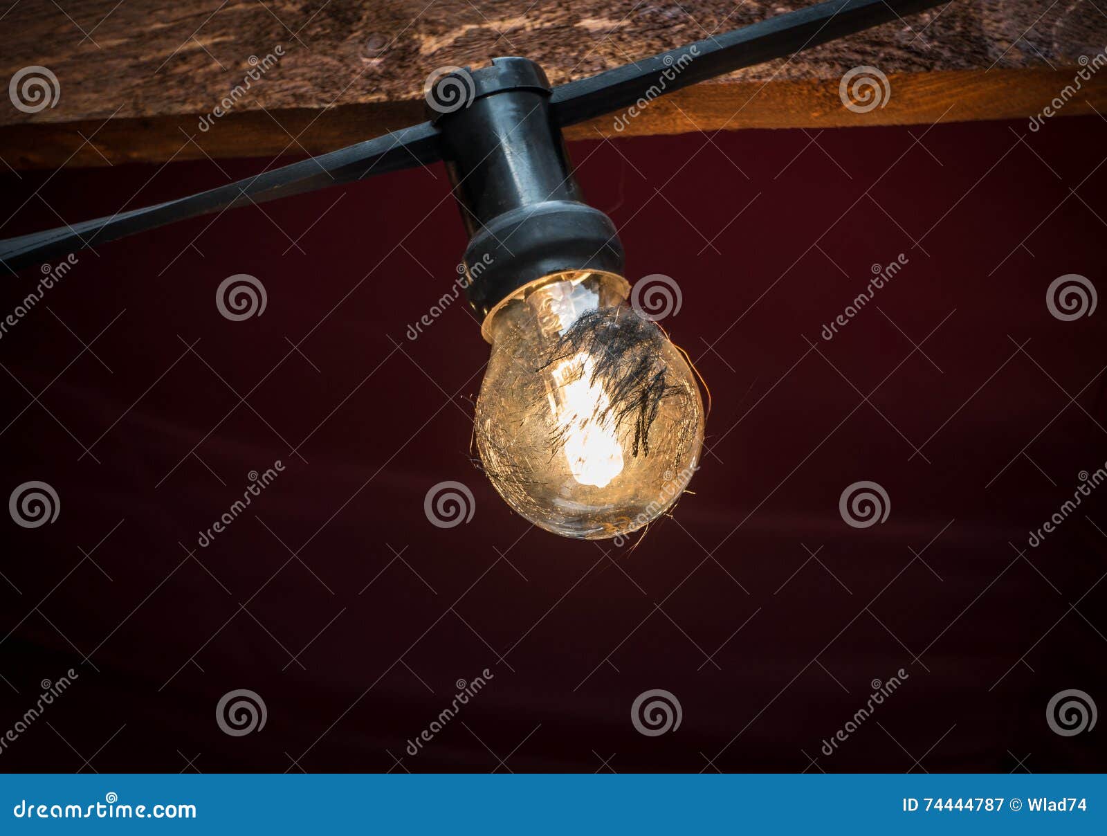 Lighting Light Bulb on the Cable at Dusk Stock Image - Image of dusk ...