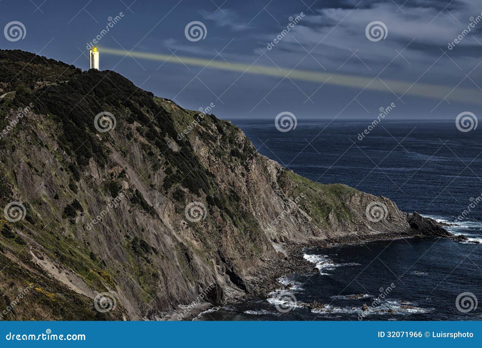Lighting Lighthouse on the Cliff Stock Photo - Image of nautical ...