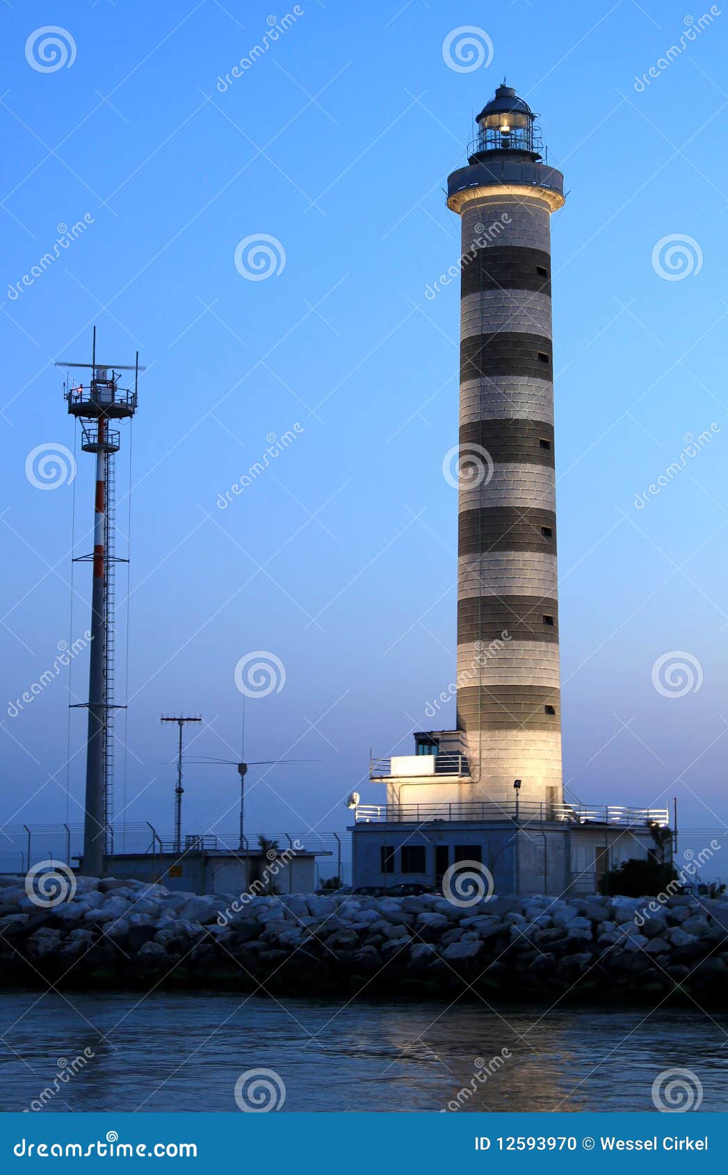 Lighting Lighthouse in Lido Di Jesolo, Italy Stock Photo - Image of ...