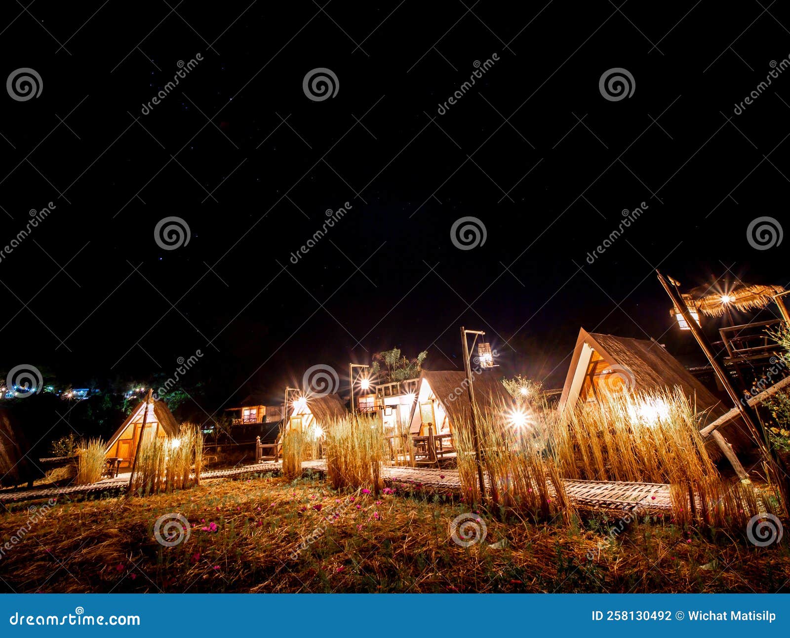 Lighting of Local Home Behind the Stars Stock Photo - Image of color ...