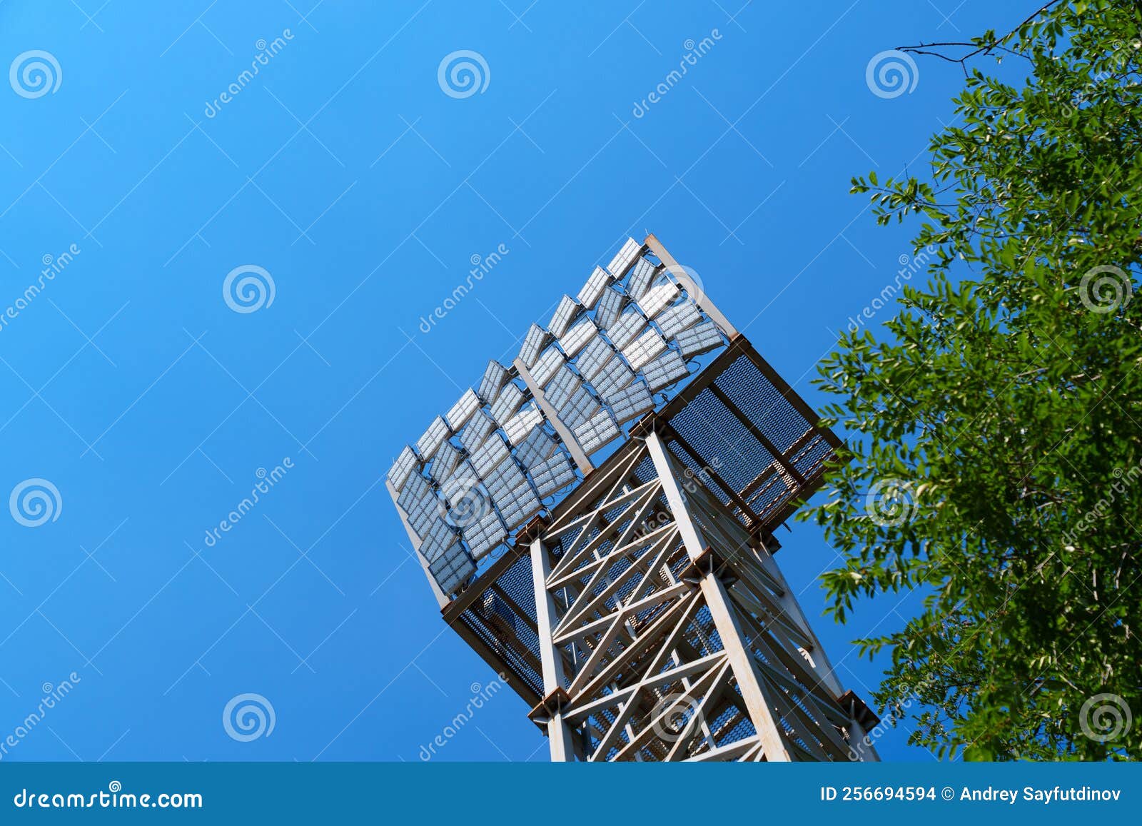 Lighting Mast with Fixed Frame Against a Blue Sky. Stock Photo - Image ...