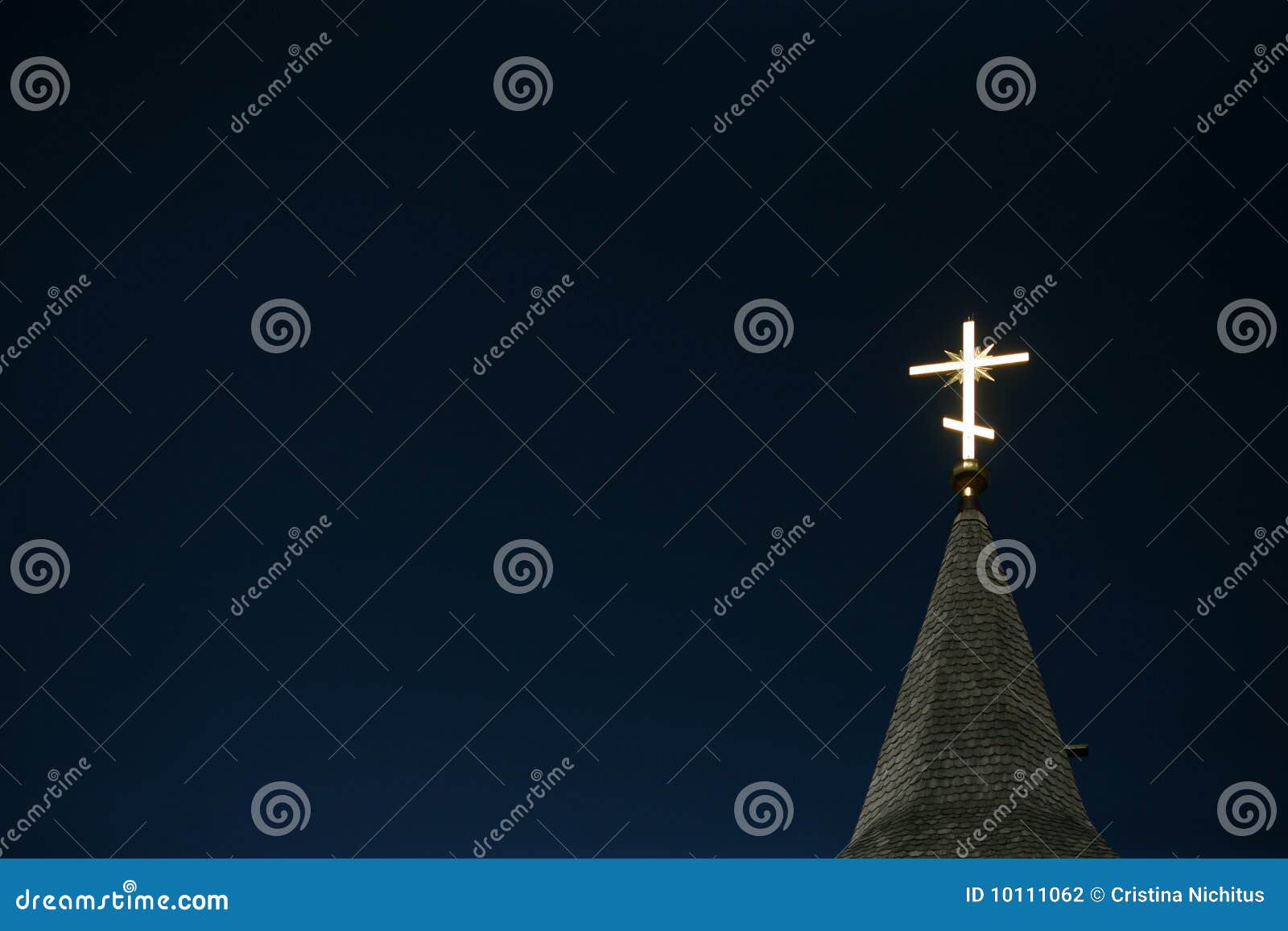 Lighting Orthodox Cross on a Blue Sky Stock Photo - Image of holly ...