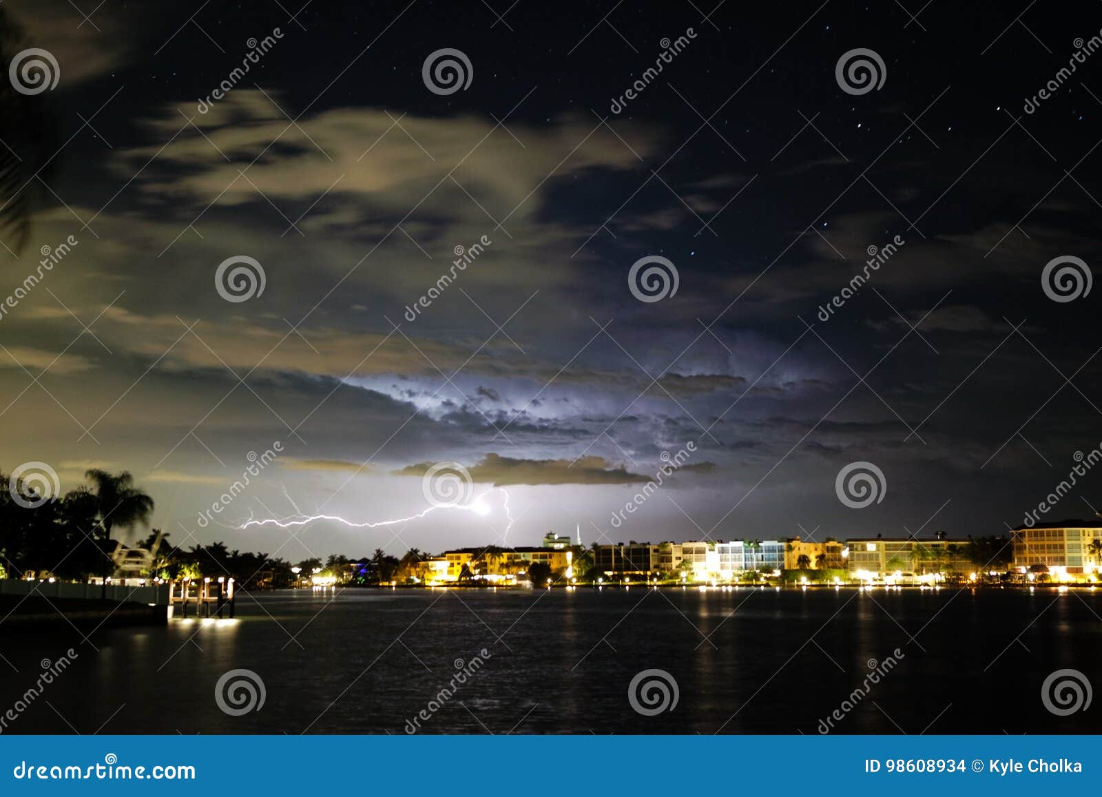 Lighting over the water stock photo. Image of lighting - 98608934