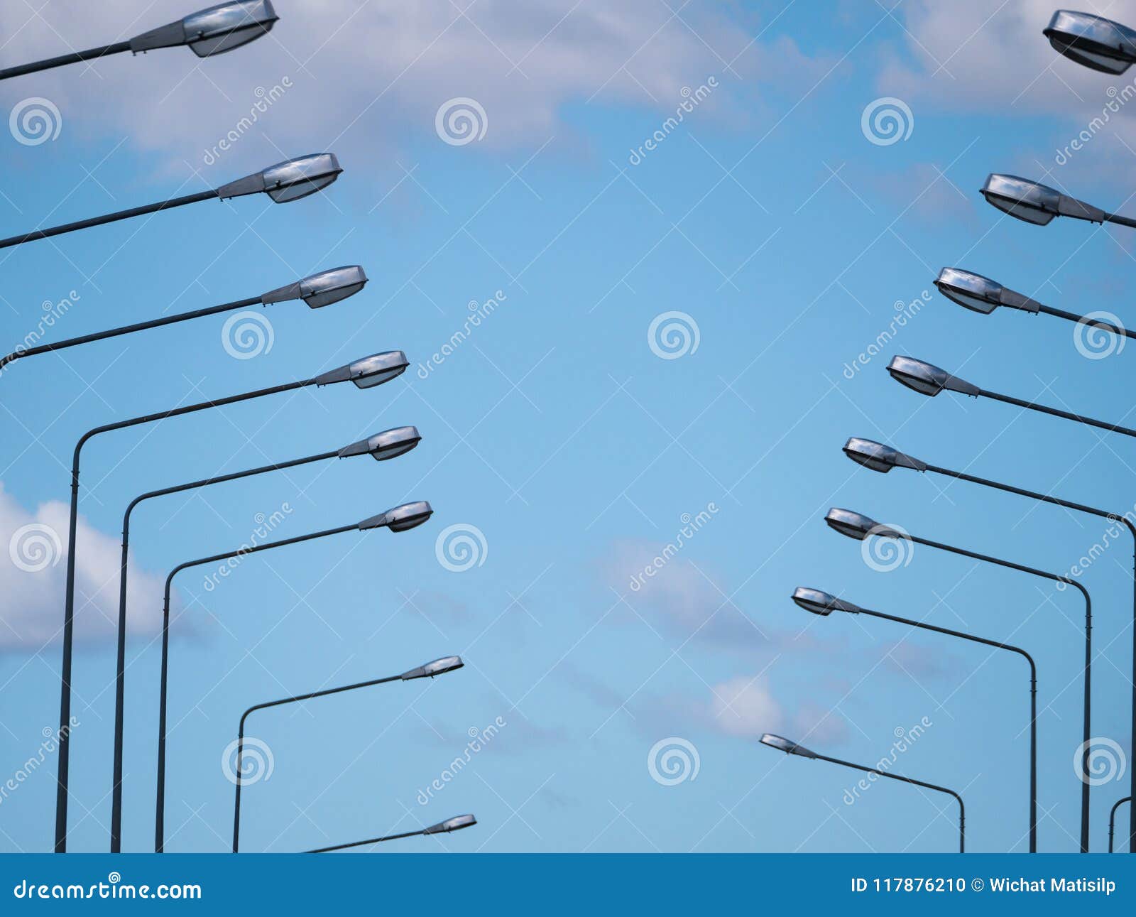 Lighting Poles Arranging on the Highway Bridge Stock Photo - Image of ...