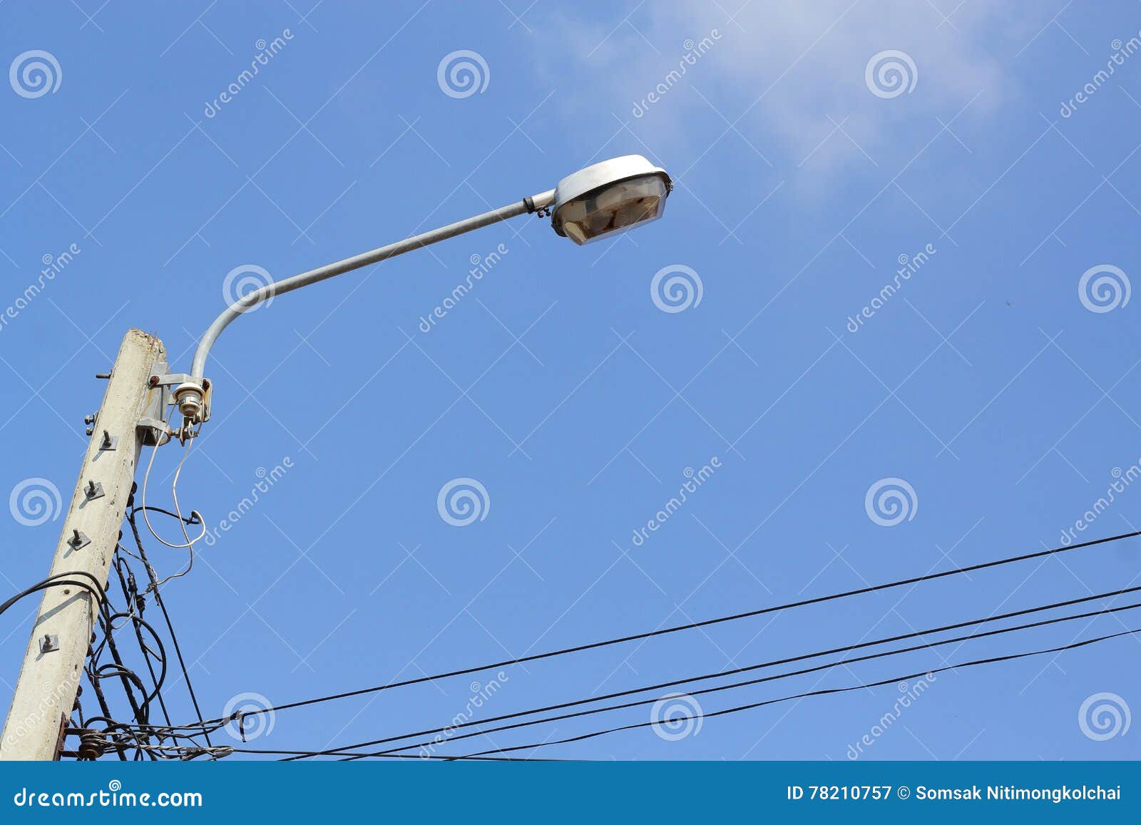Lighting Poles on Blue Sky Background. Stock Image - Image of high ...