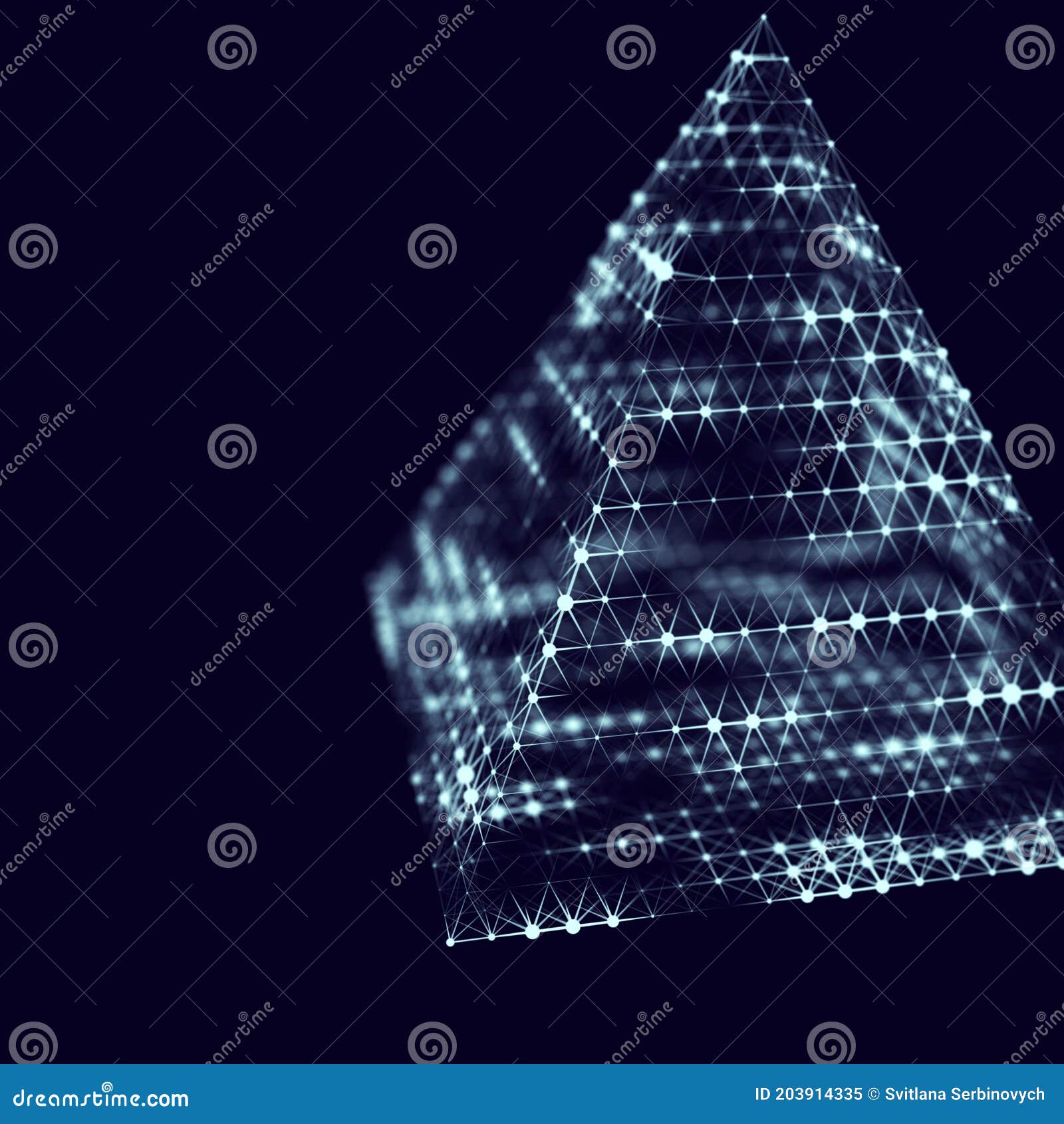 Lighting Pyramid with Connecting Dots and Lines. Shining Blue Triangles ...