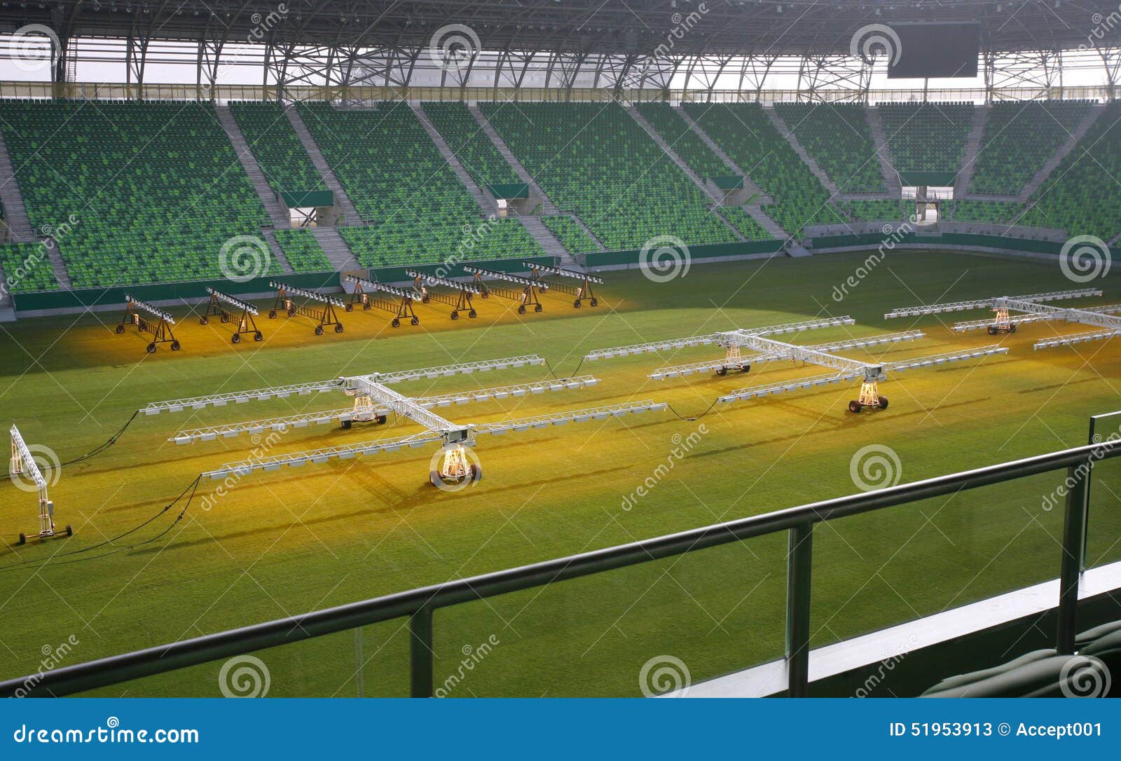 Lighting Rig System for Growing Grass and Lawn at Stadium Stock Image ...