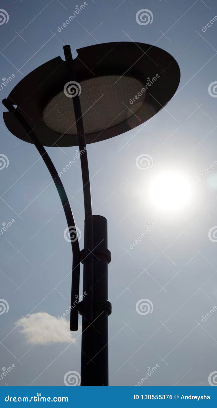 Lighting with Solar Panel Installed. Round Lights . Stock Photo - Image ...