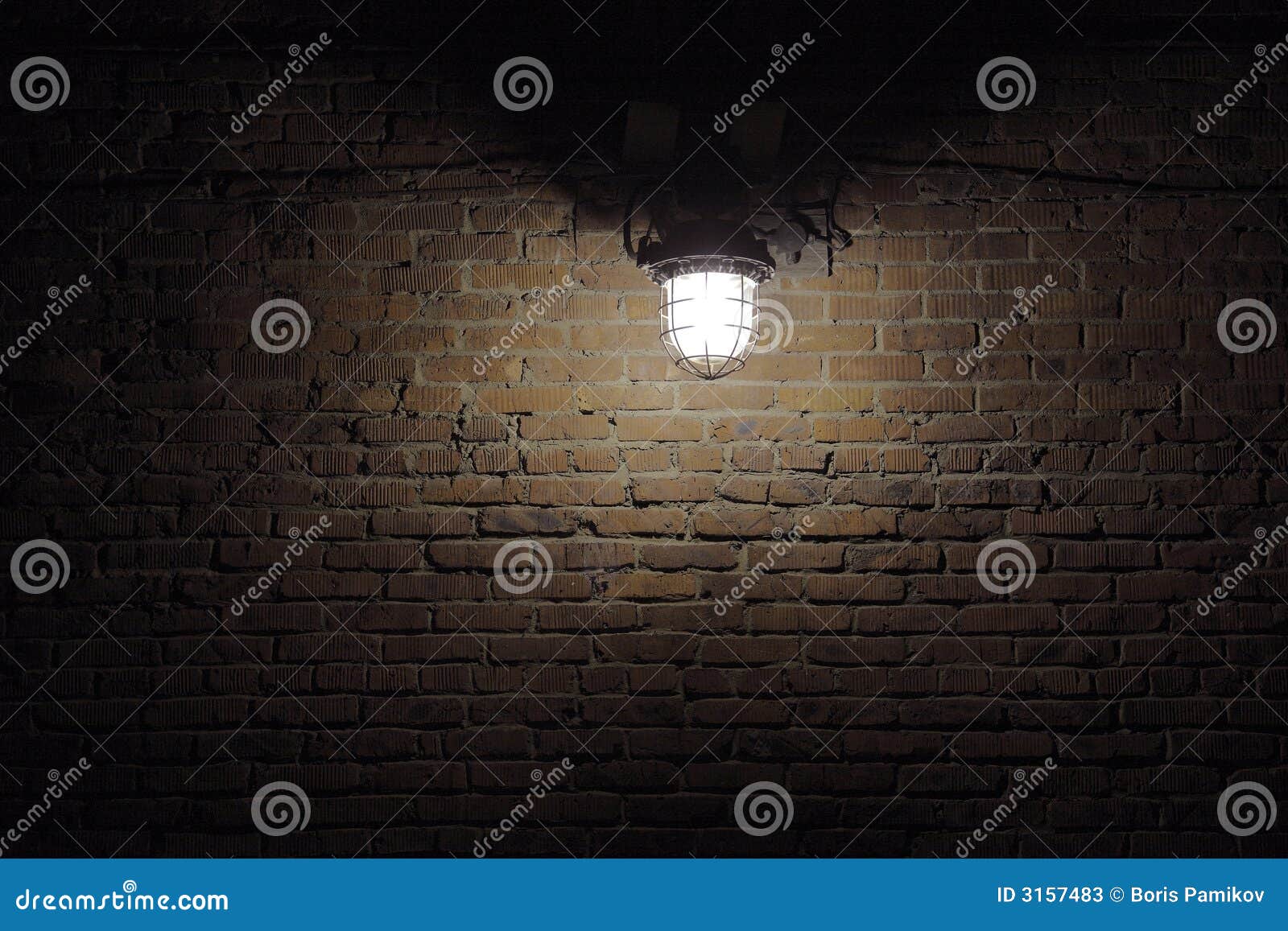 Lighting Spot on Brick Wall Stock Image - Image of lighting, building ...