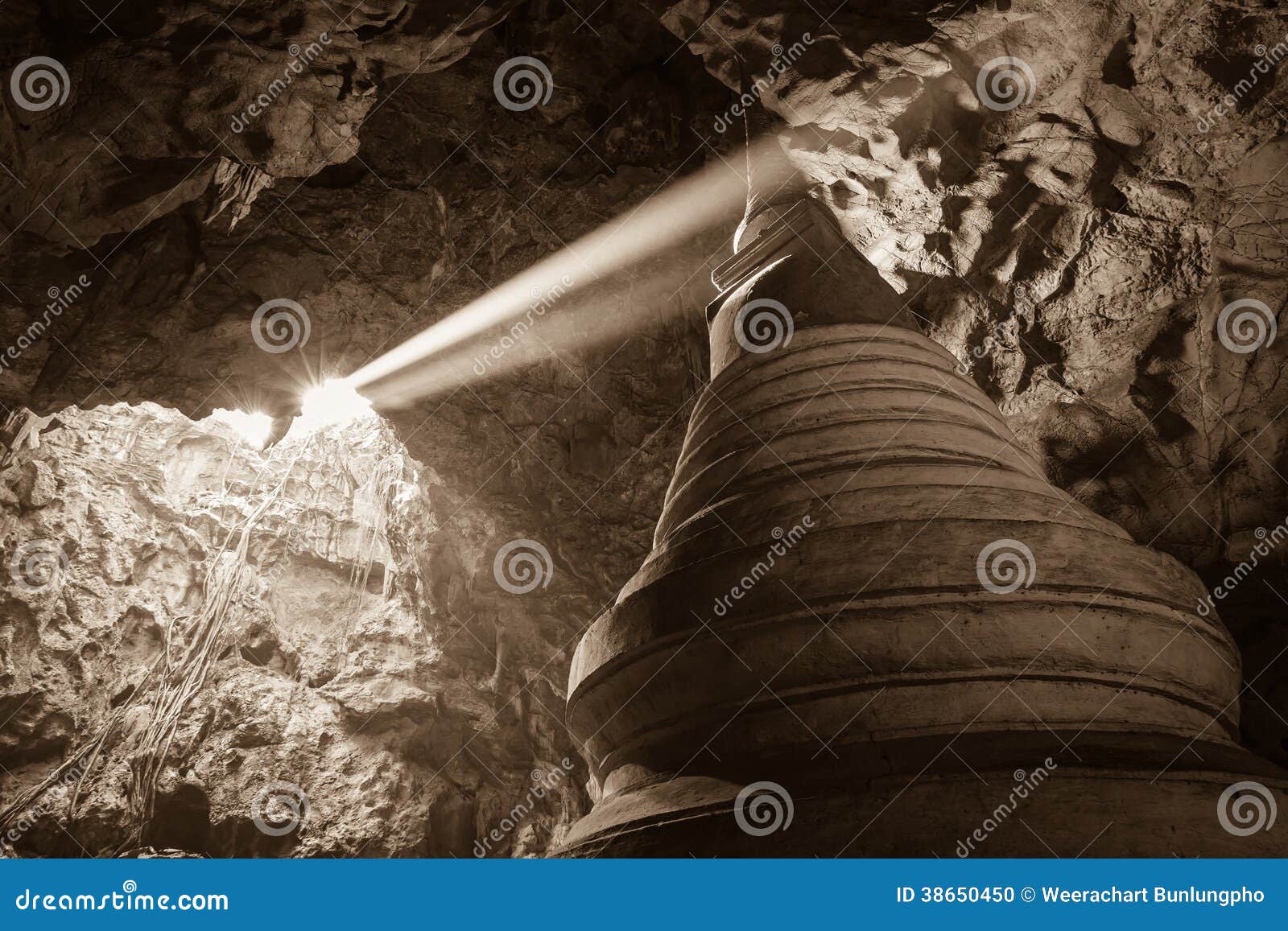 The Lighting Spot on the Stupa in the Cave Stock Photo - Image of asia ...