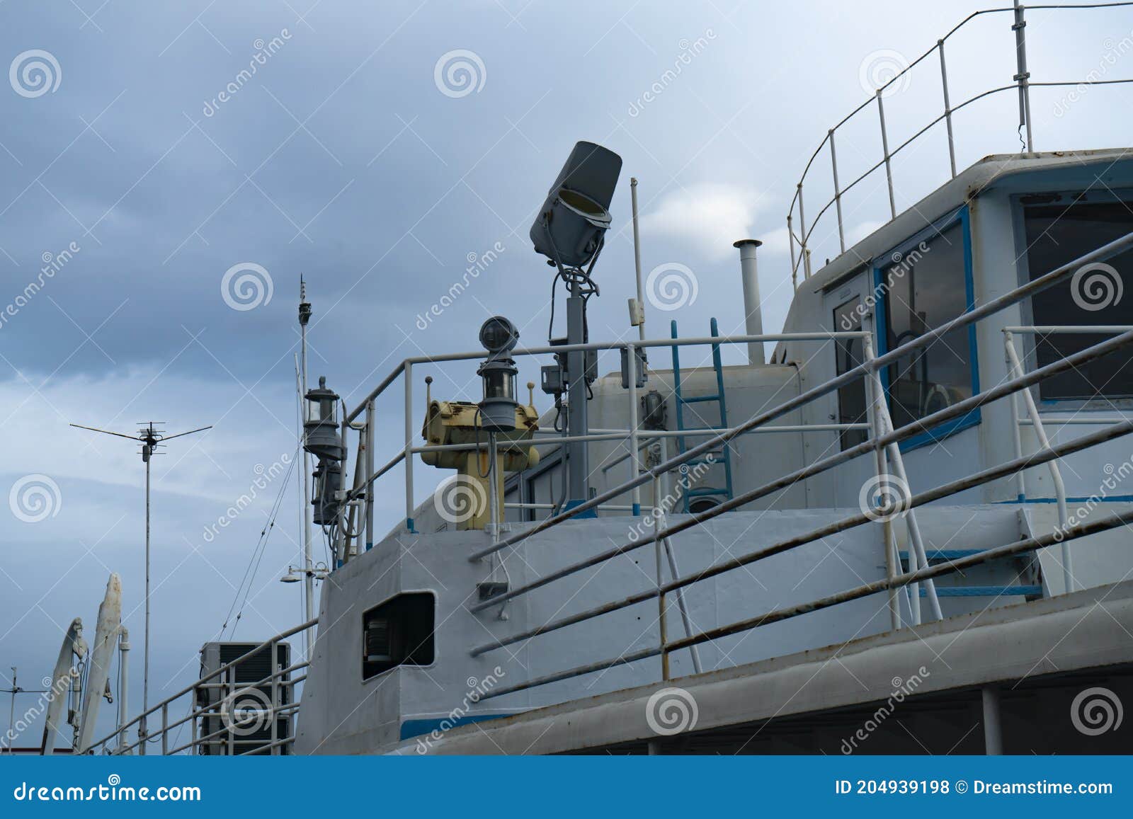 Lighting Spotlights at the Side of the Ship. Stock Photo - Image of ...