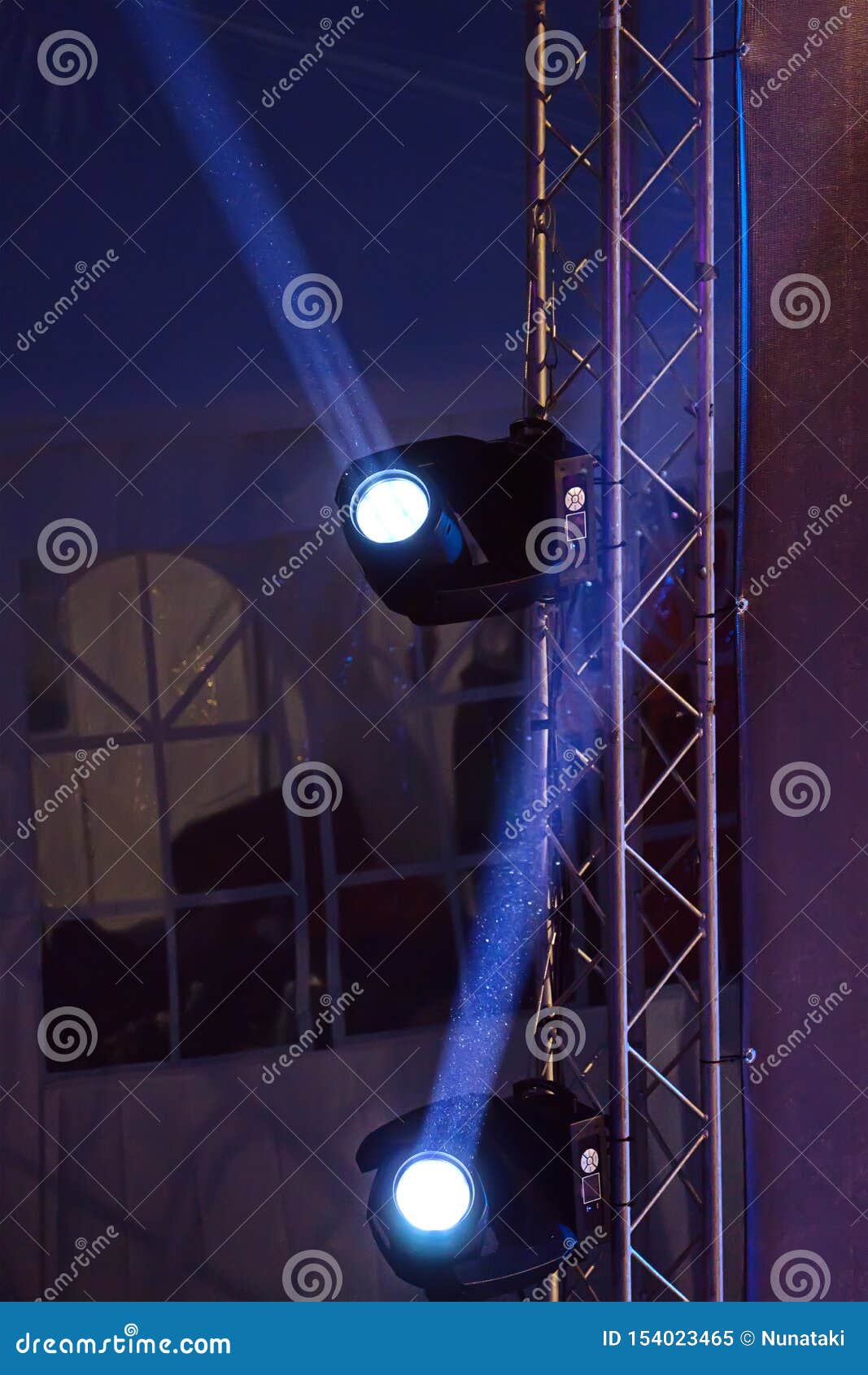 Lighting Spotlights on Stage during Performance with Rays Stock Image ...