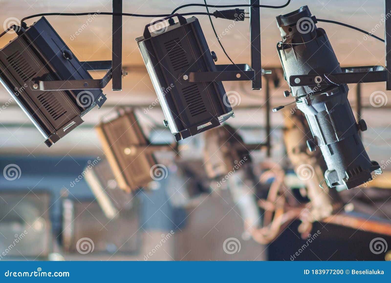 Lighting Spotlights on the Stage of the Theater Stock Photo - Image of ...