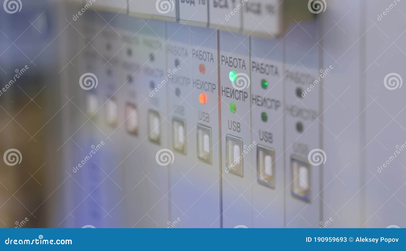 Lighting Status Indicator Signals on Electric Control Panel of Machine ...
