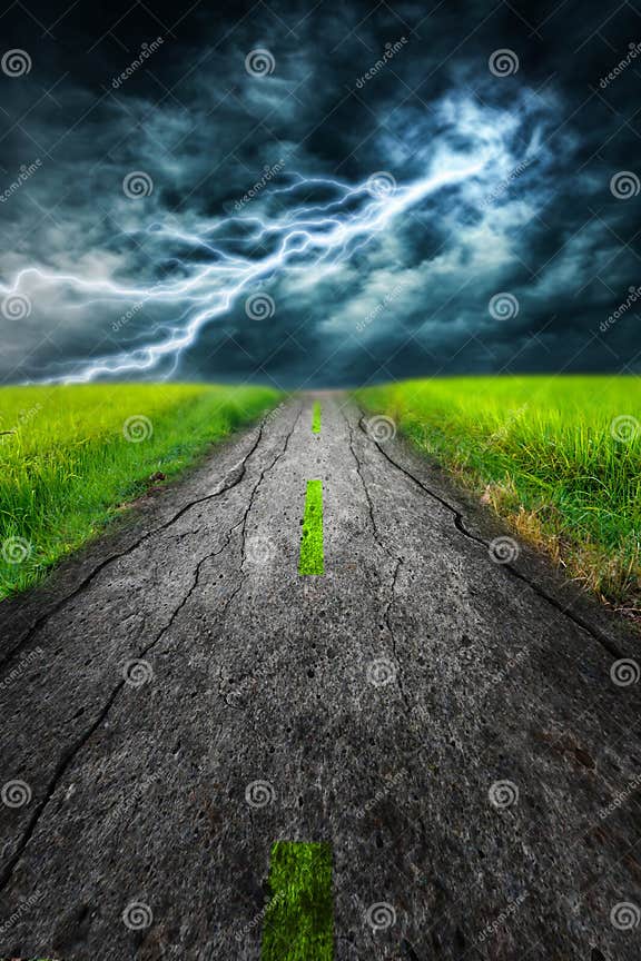 Lighting Storm Road Abstract Stock Photo - Image of route, abstract ...