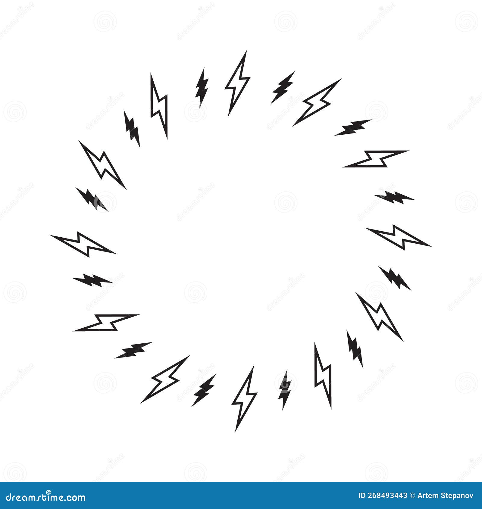 Lighting Strike Round Frame, Battery Charger Circular Pictogram ...