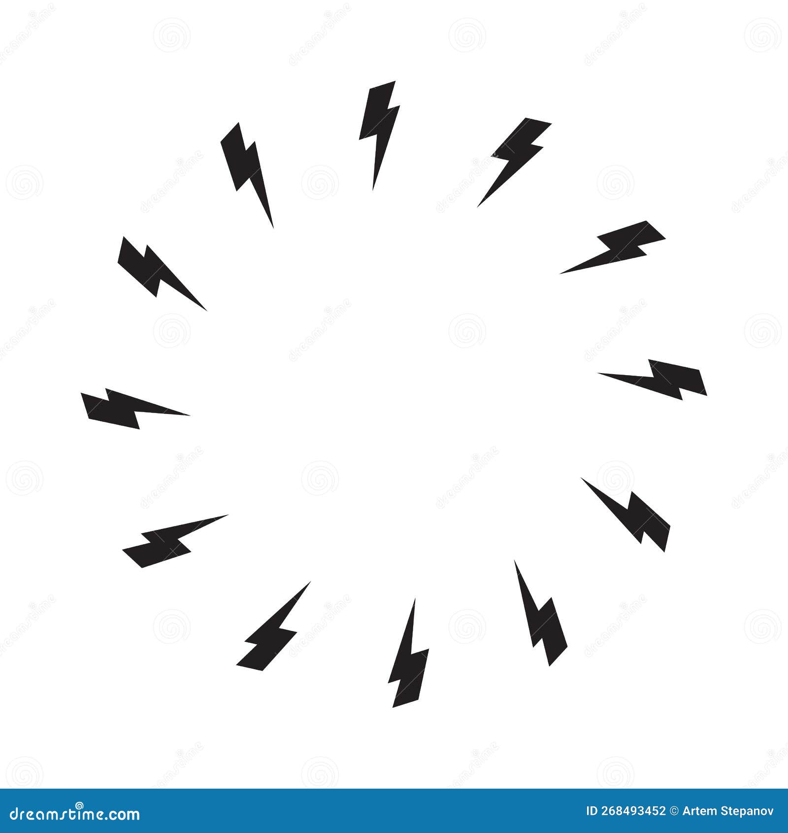 Lighting Strike Round Frame, Battery Charger Circular Pictogram ...