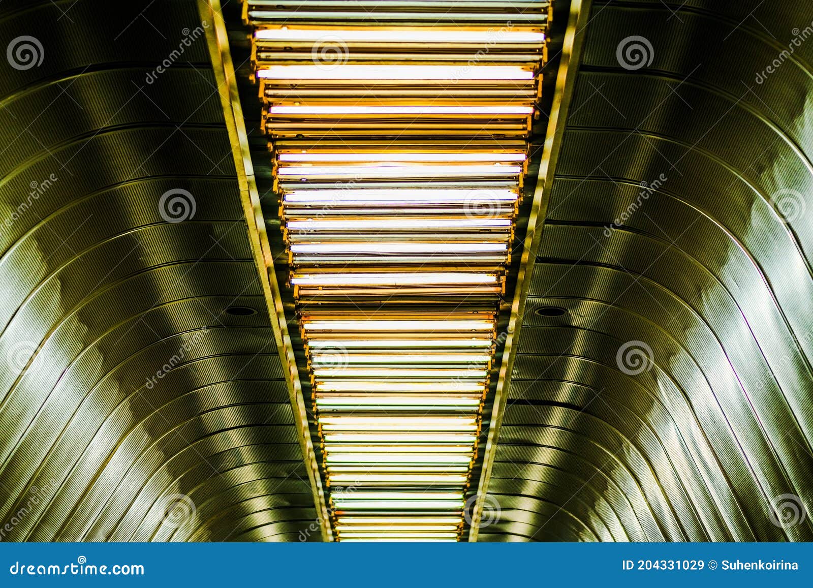 Lighting in the Subway. Ceiling Lights in an Underground Pedestrian ...