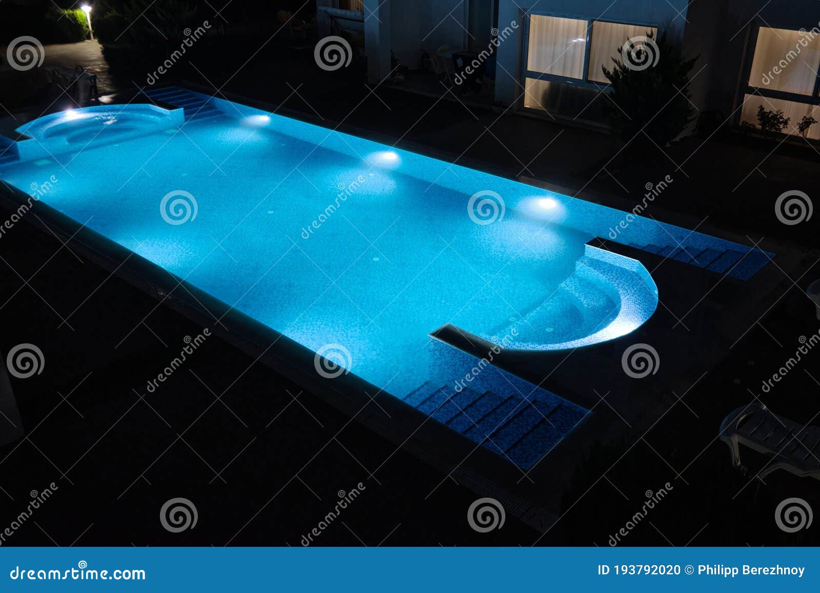 Lighting of Swimming Pool in the Night Time Stock Photo - Image of ...