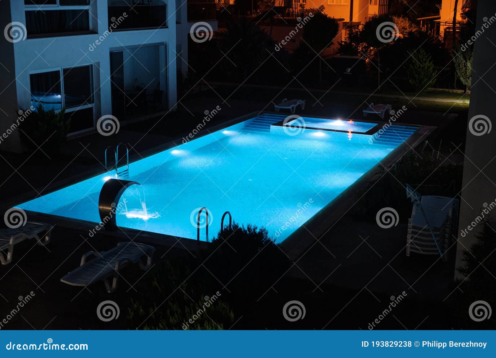 Lighting of Swimming Pool in the Night Time Stock Photo - Image of ...
