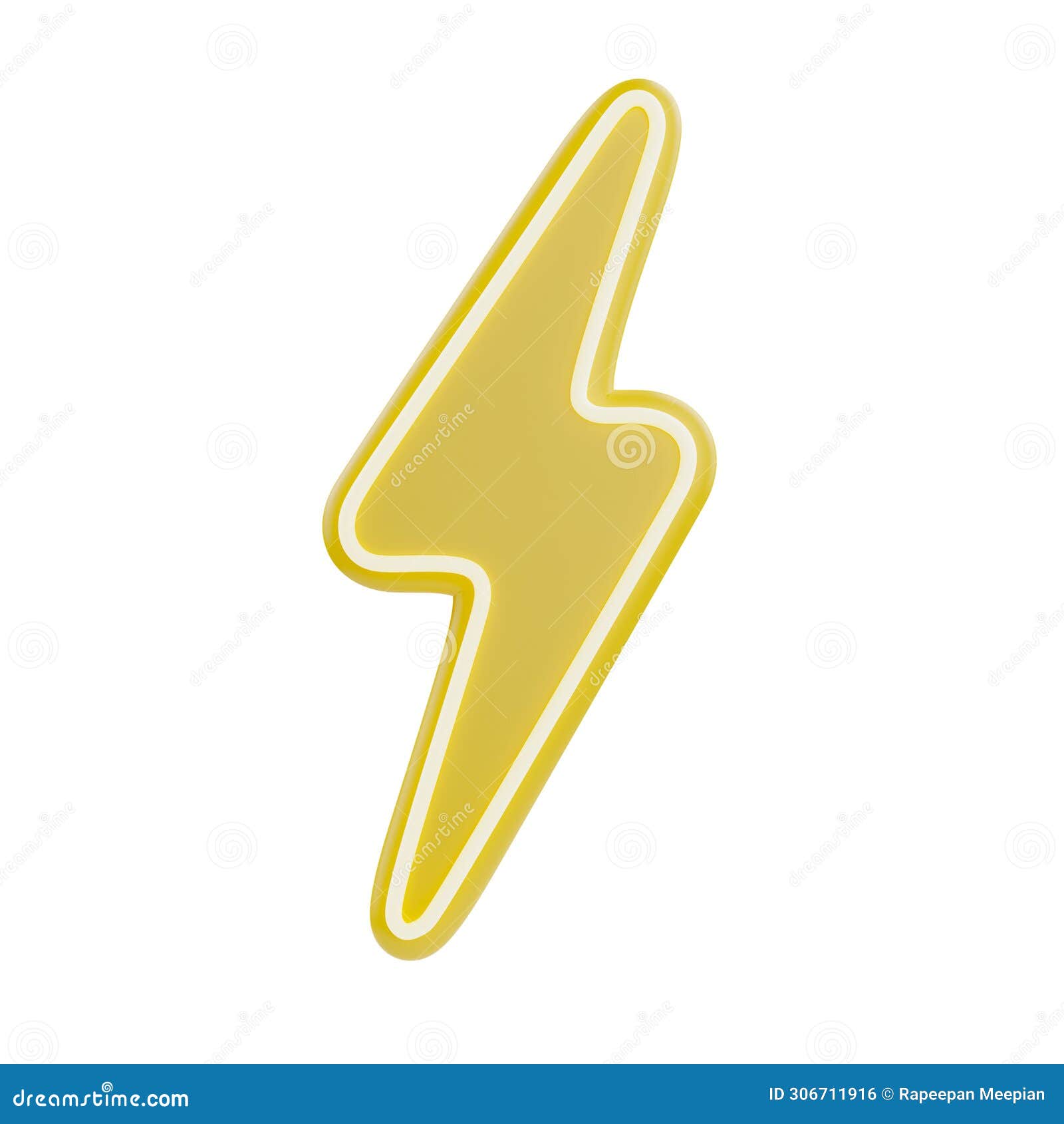 Lighting Thunder Sign 3d Render. Interface Button Isolated on White ...