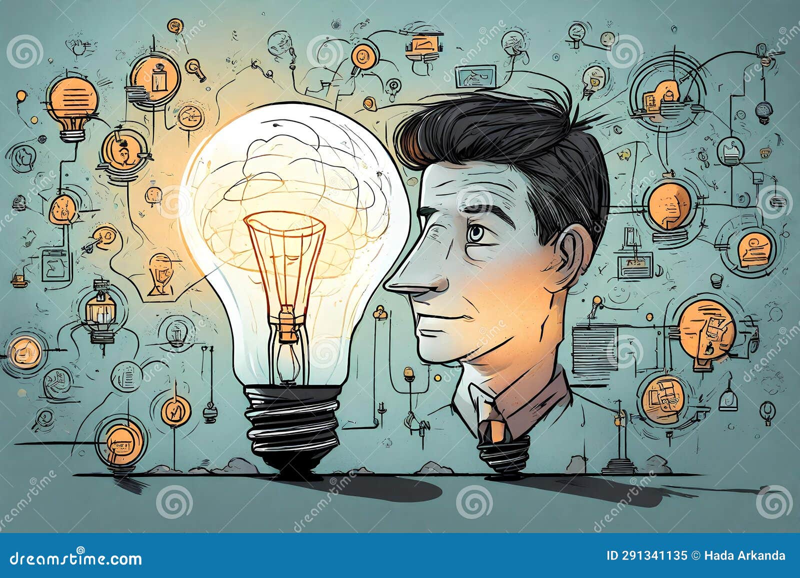 Lighting Up the Mind Virtual Lightbulb Insights Stock Illustration ...