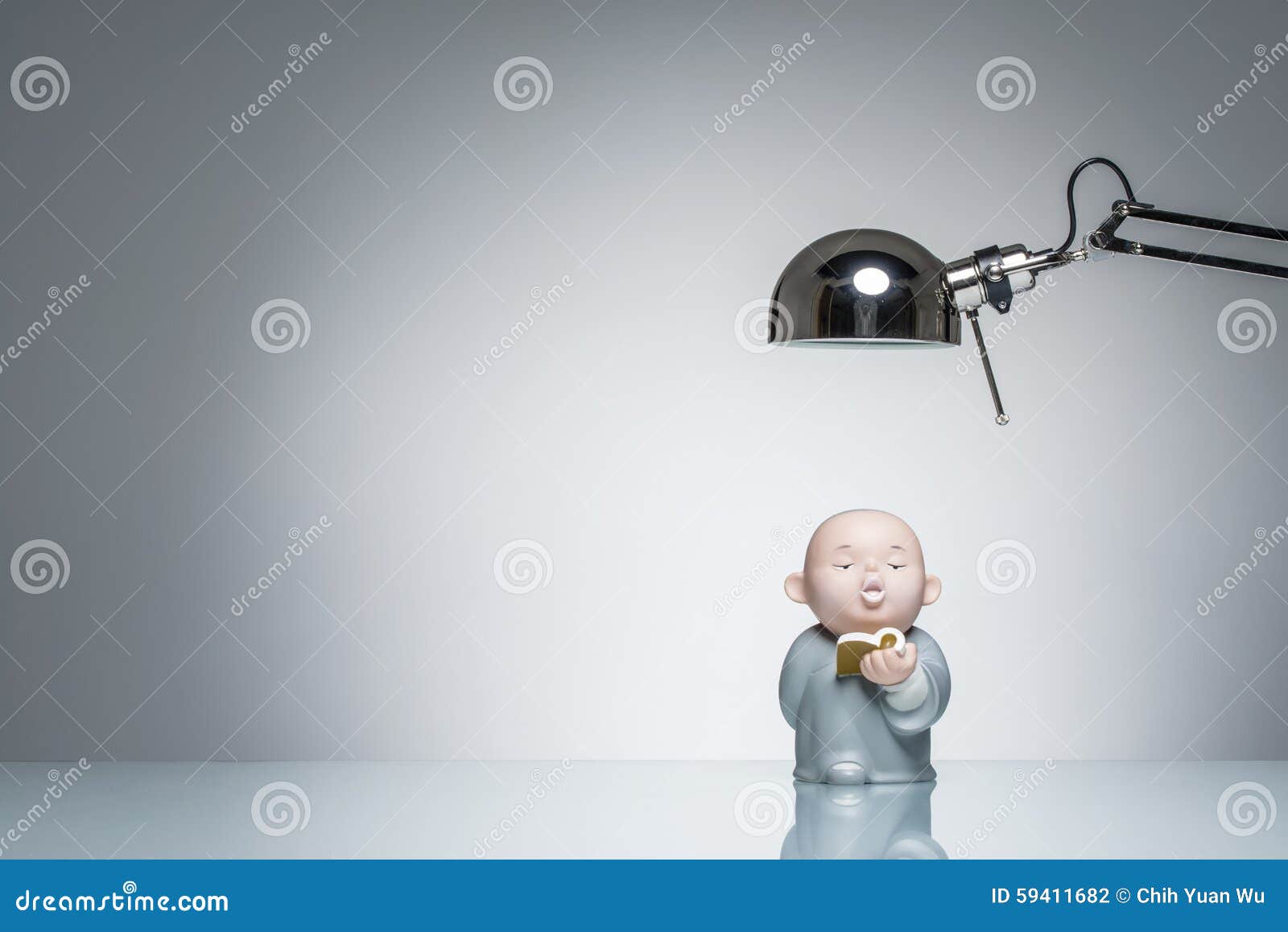 Lighting Up Studying Reading Buddhist Monk with Desk Lamp Stock Photo ...