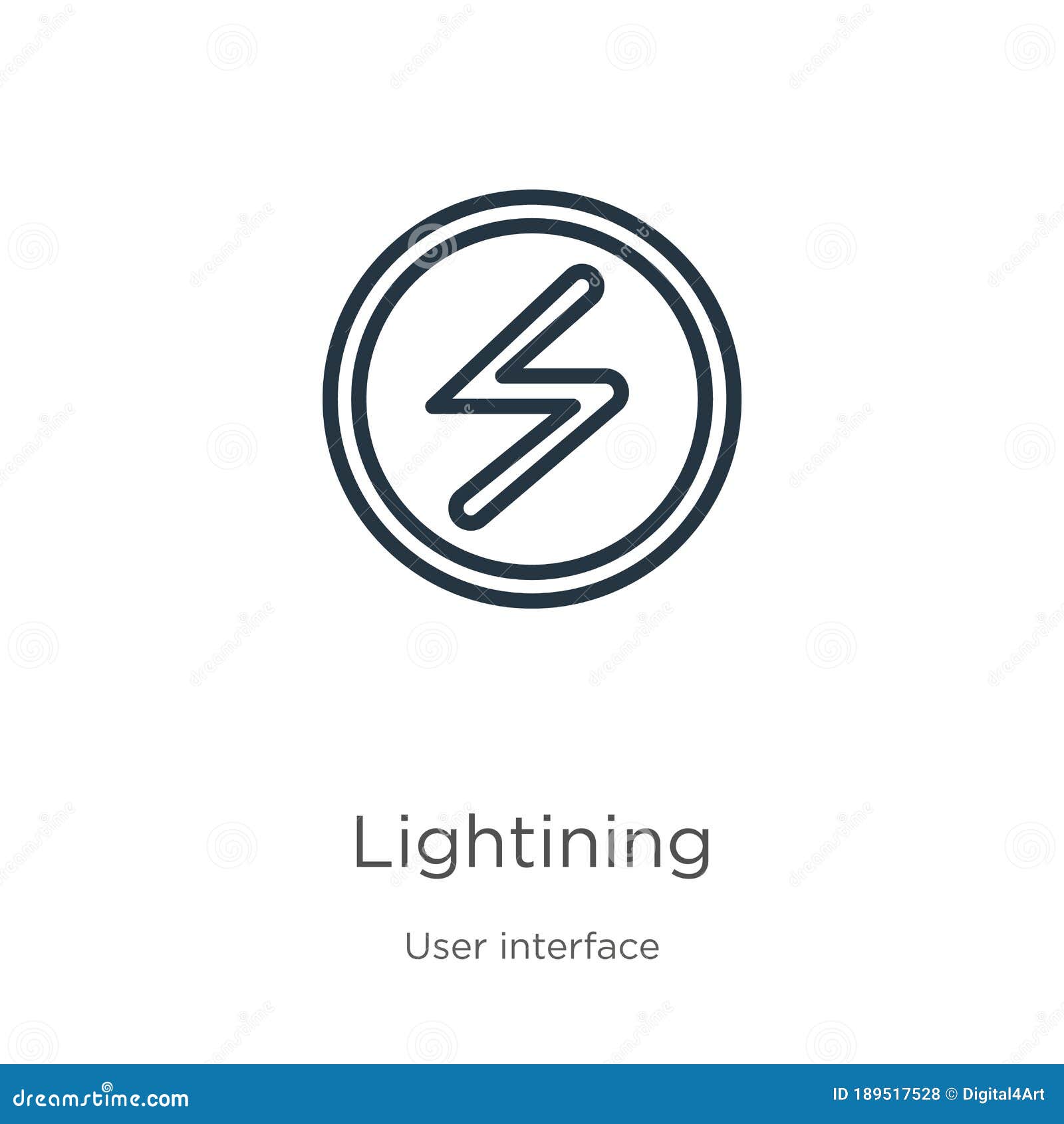 Lightining Icon. Thin Linear Lightining Outline Icon Isolated on White ...