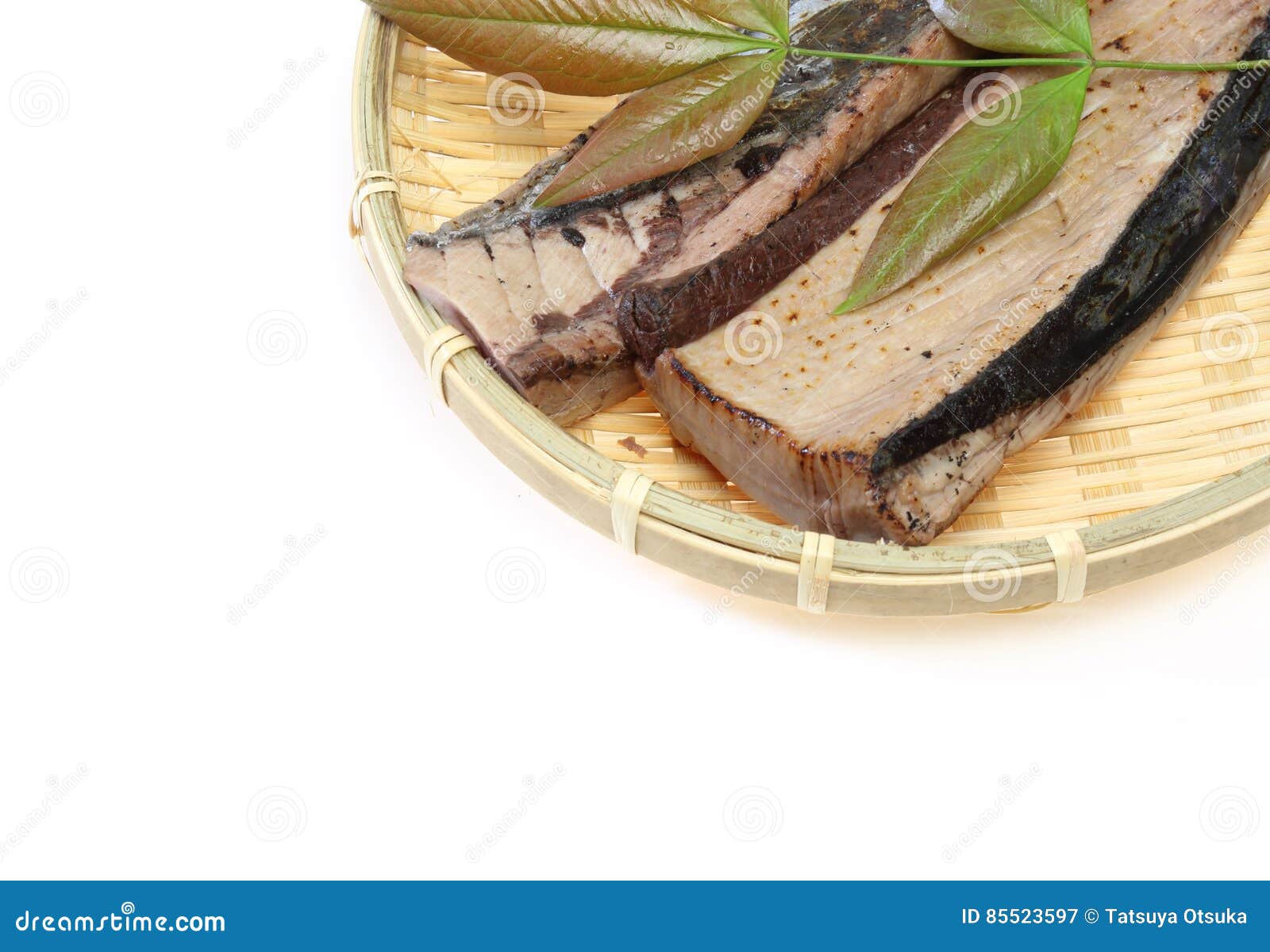 Lightly Roasted Bonito on a Bamboo Colander Stock Image - Image of ...