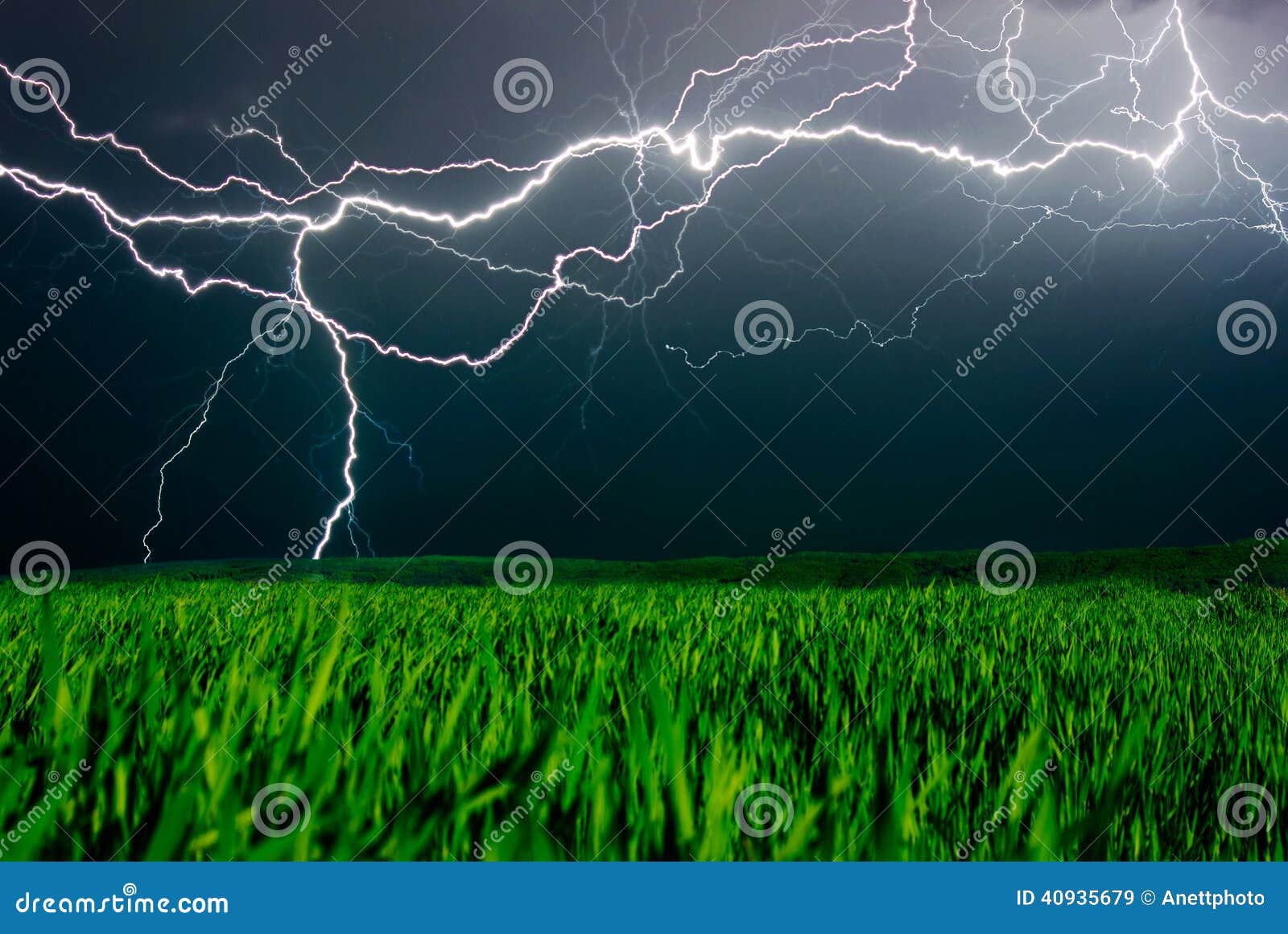Lightning above the field stock image. Image of bright - 40935679