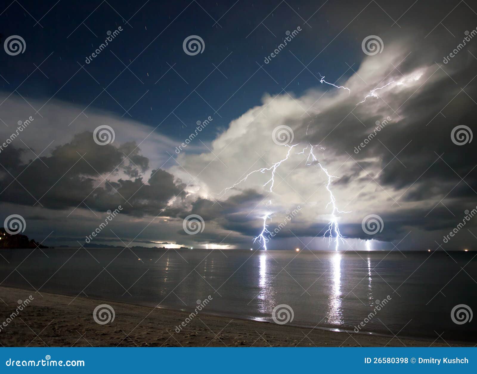 Lightning above the sea. stock photo. Image of power - 26580398