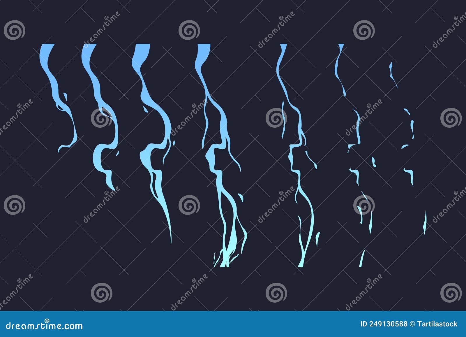 Lightning Animation. Cartoon Thunderbolt Strike Sprite Frames For 2D ...