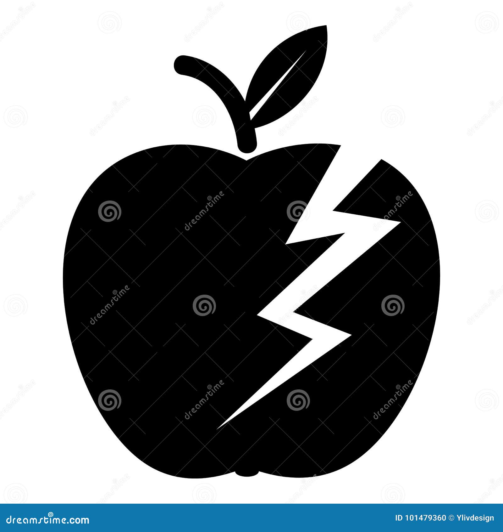 Lightning Apple Icon, Simple Black Style Stock Vector - Illustration of ...