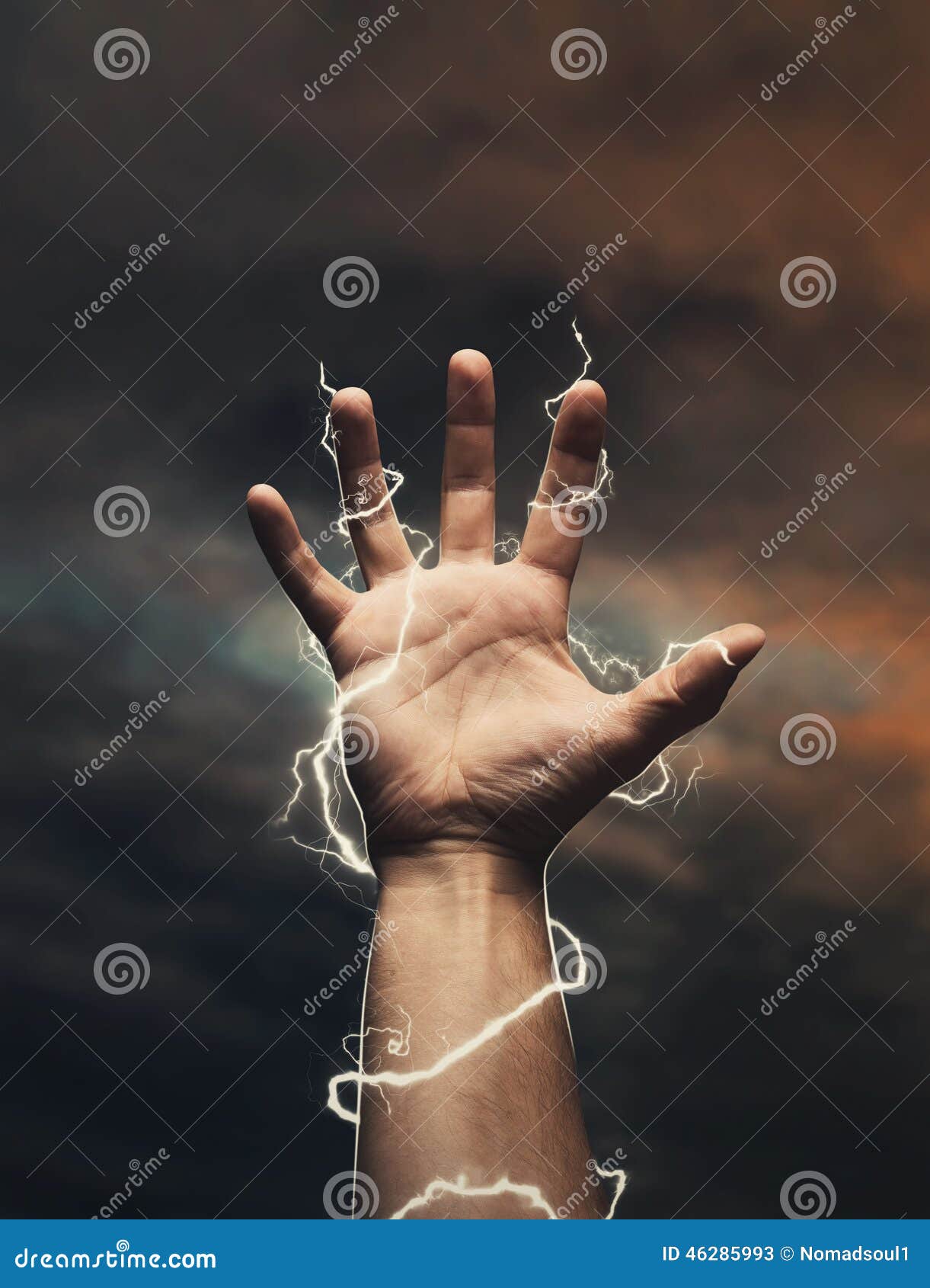 Lightning Around Men S Hand Stock Image - Image of heal, light: 46285993