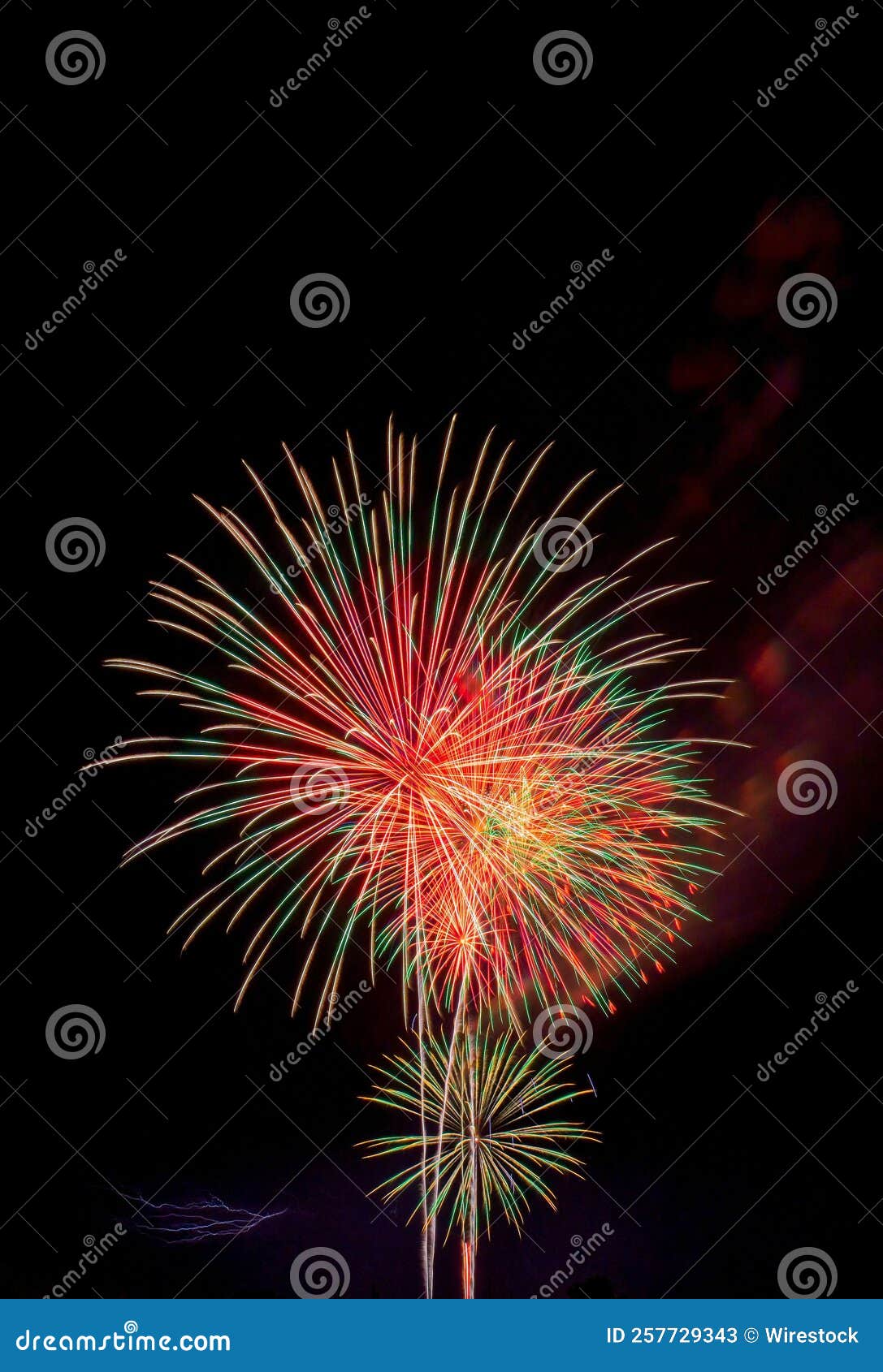 Lightning in Background of Skyrocket Burst Stock Image - Image of july ...