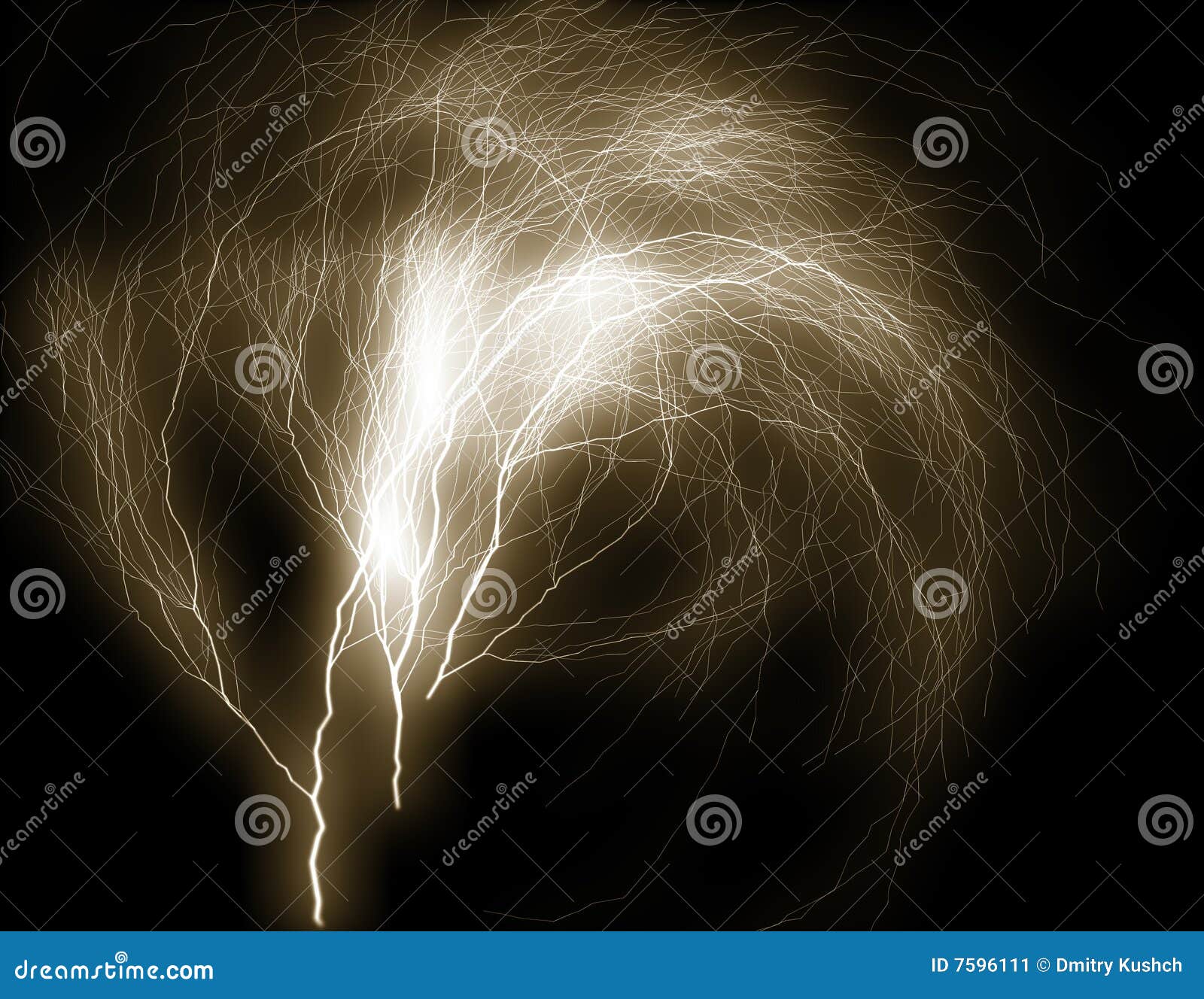 Lightning on Black Background Stock Illustration - Illustration of ...