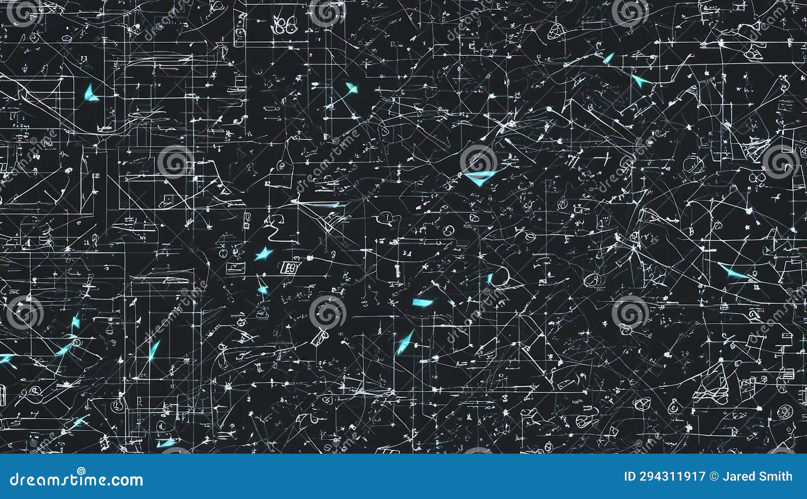 Lightning a Black Background with a Collage of Math Symbols and ...