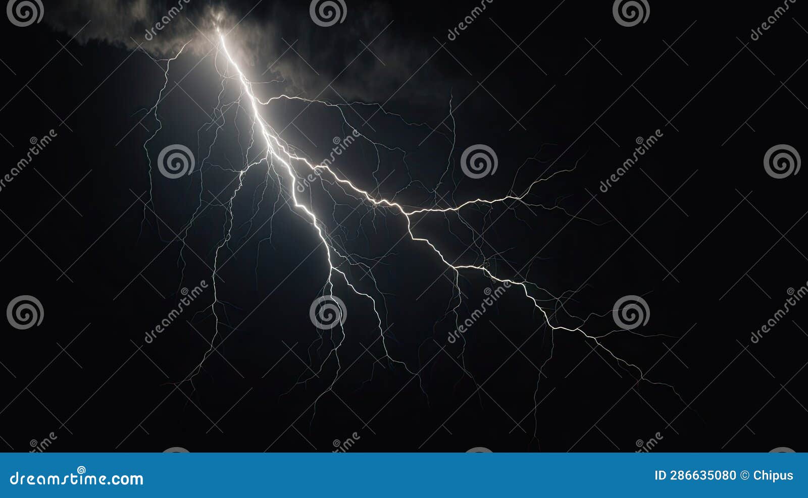 Lightning on Black Background. Power Illustration Stock Illustration ...