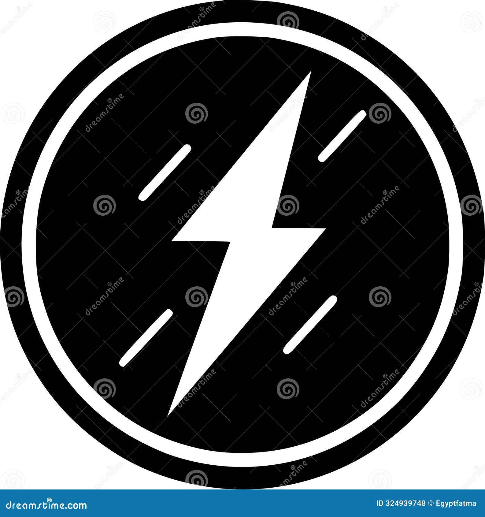 Lightning - Black and White Isolated Icon - Vector Illustration Stock ...