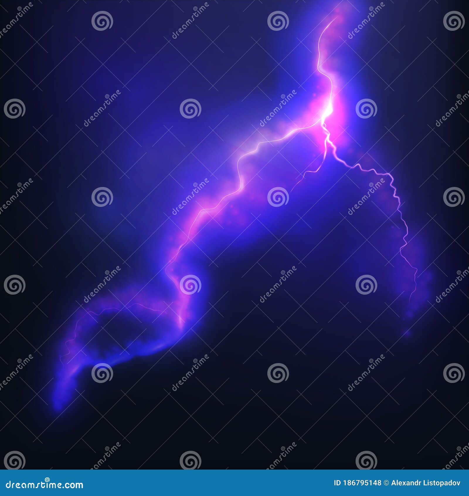 Lightning of Blue on Black Background. Stock Vector - Illustration of ...