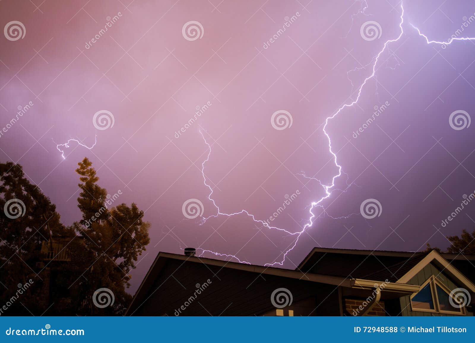 Lightning Bolt Above a House Stock Photo - Image of lightning, flash ...